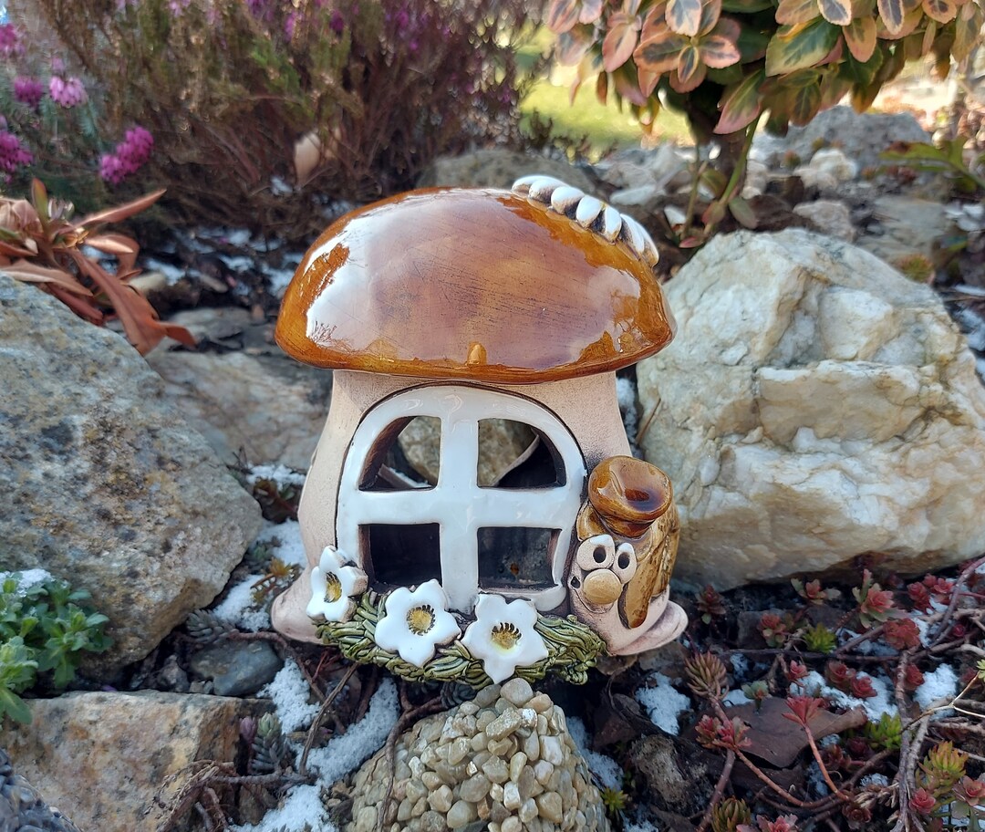 Ceramic Mushroom House, Ceramic Fairy Tale House, Ceramic Mushroom Tea ...