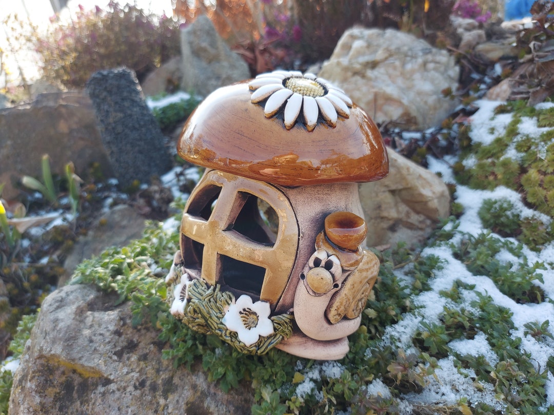 Ceramic Mushroom House, Ceramic Fairy Tale House, Ceramic Mushroom Tea ...