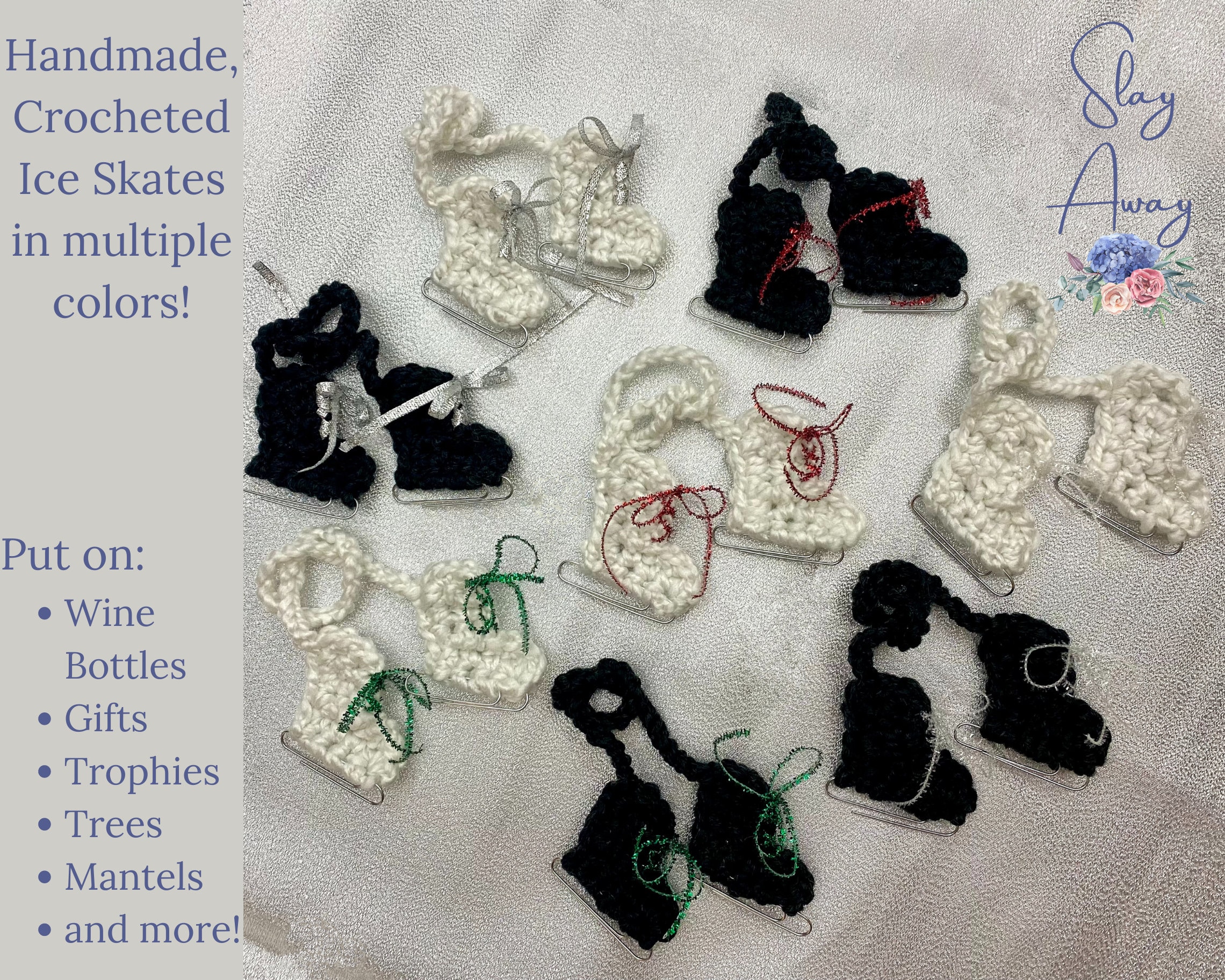 Handmade Crocheted Ice Skate Pair - A Great Accessory to Hang on ...