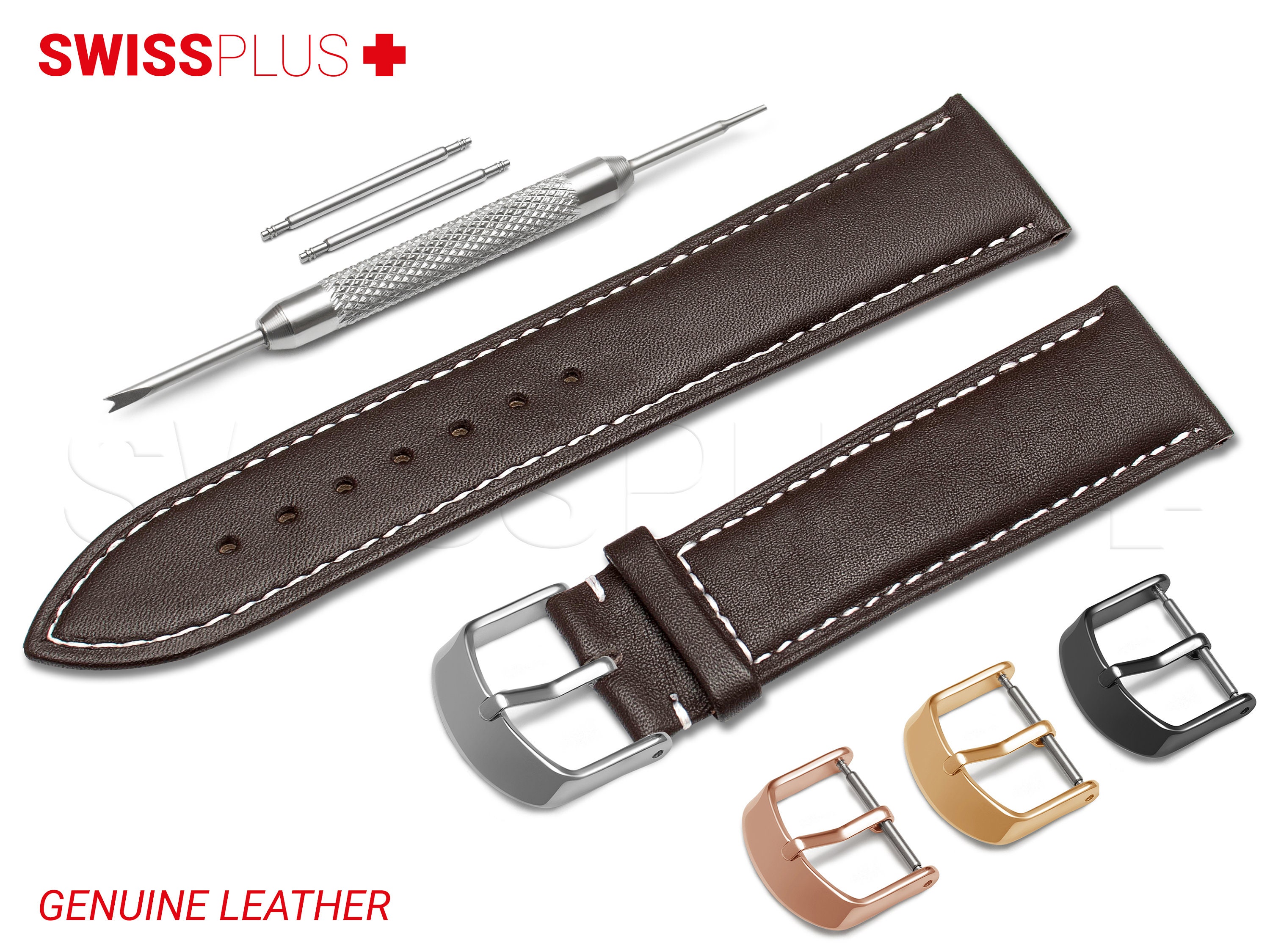 For SEIKO Watch Strap Smooth Flat Padded Genuine Leather Extra | Etsy