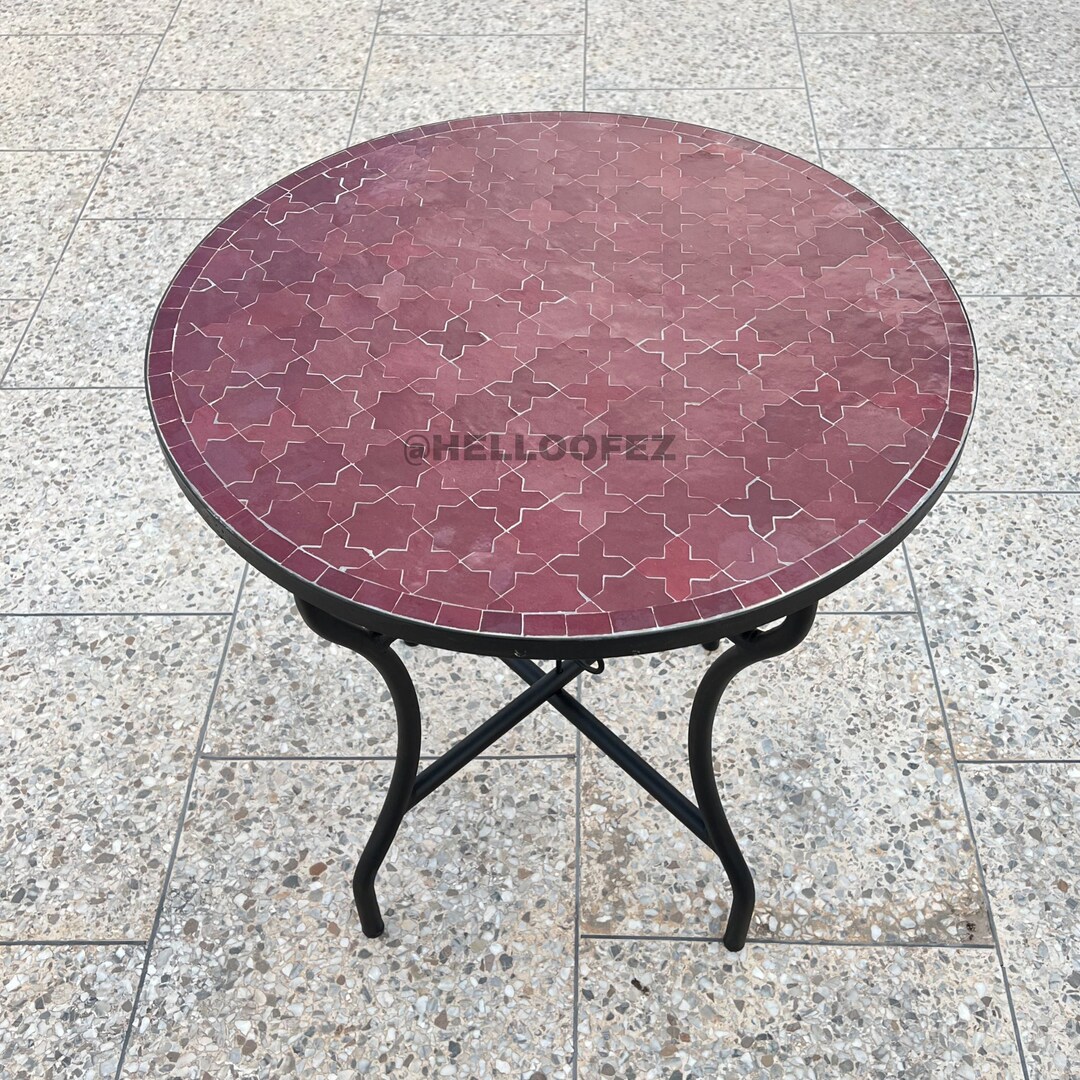 Personalizable Mosaic Outdoor Coffee Table Custom Zellige Tile Top ...