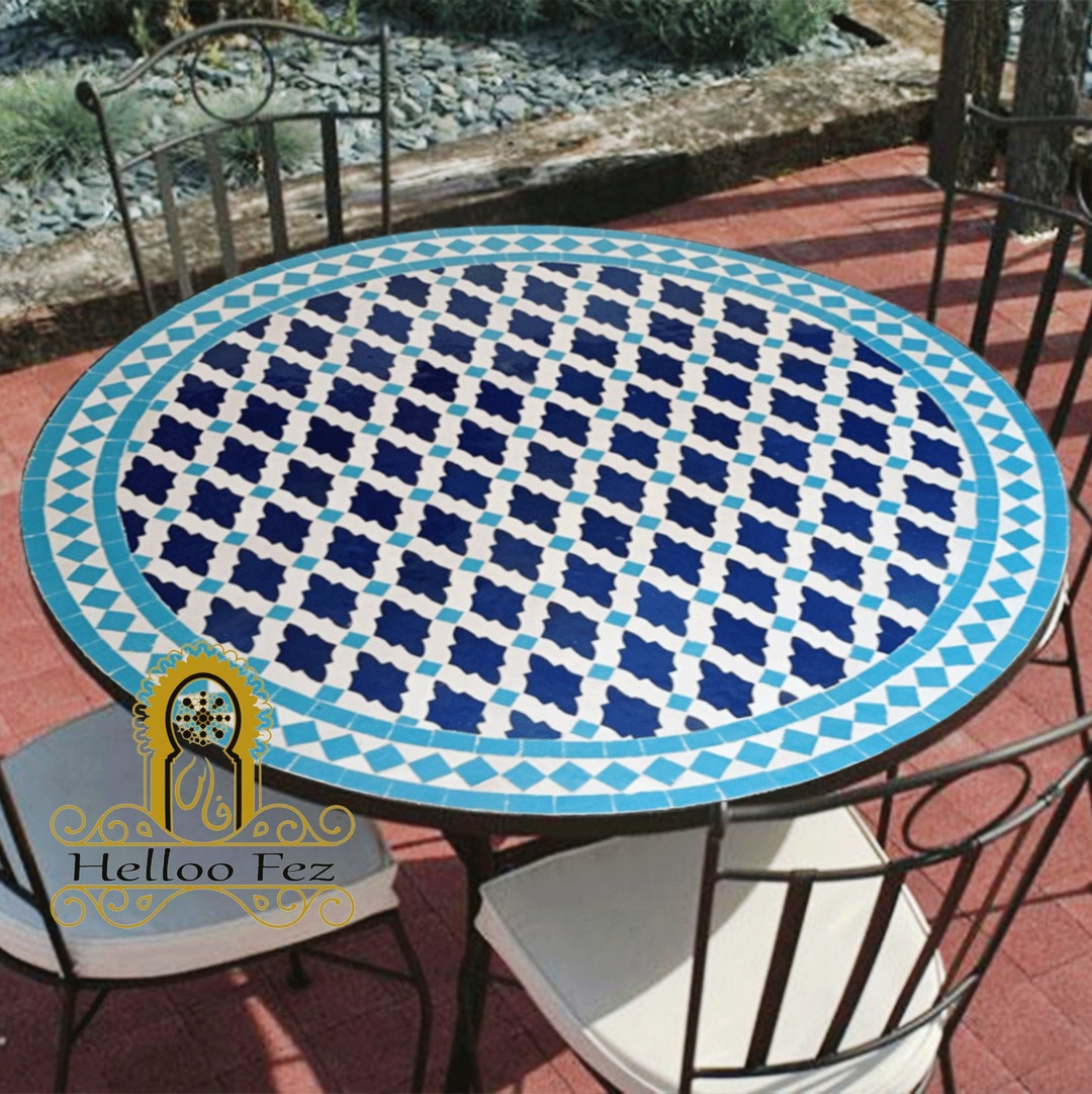 Outdoor Furniture Mosaic Tile Table Round Table Top Mosaic Coffee Table ...