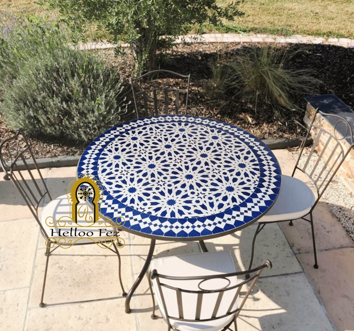 Mosaic Table Round Table Top Mosaic Coffee Table Tile Top - Etsy