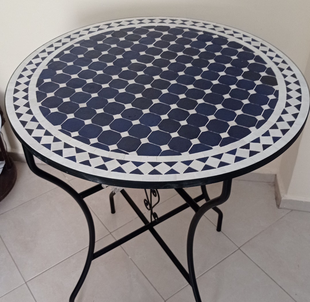 Customizable Patio Dining Table Round Tile Table Top With - Etsy