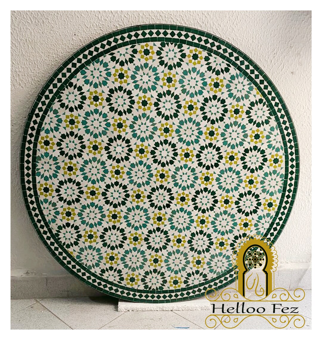 Custom-made Patio Coffee Table Round Tile Table Top With Durable Metal ...
