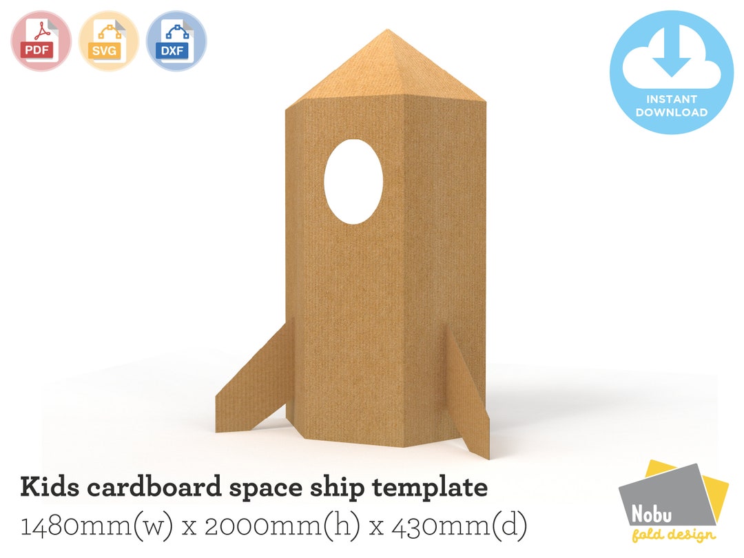 Kids Cardboard Space Ship Template (PDF, SVG, DXF) - Etsy
