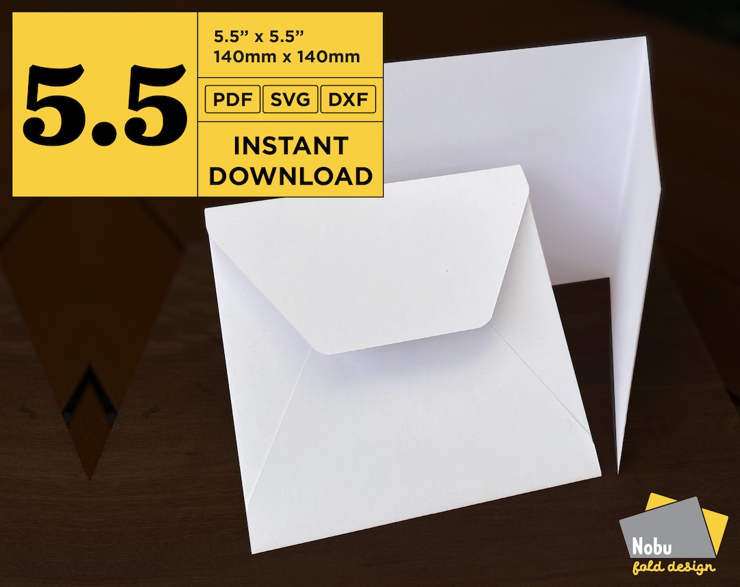 5.5 Square Card & Envelope Template (PDF, SVG, DXF Digital Download) - Etsy