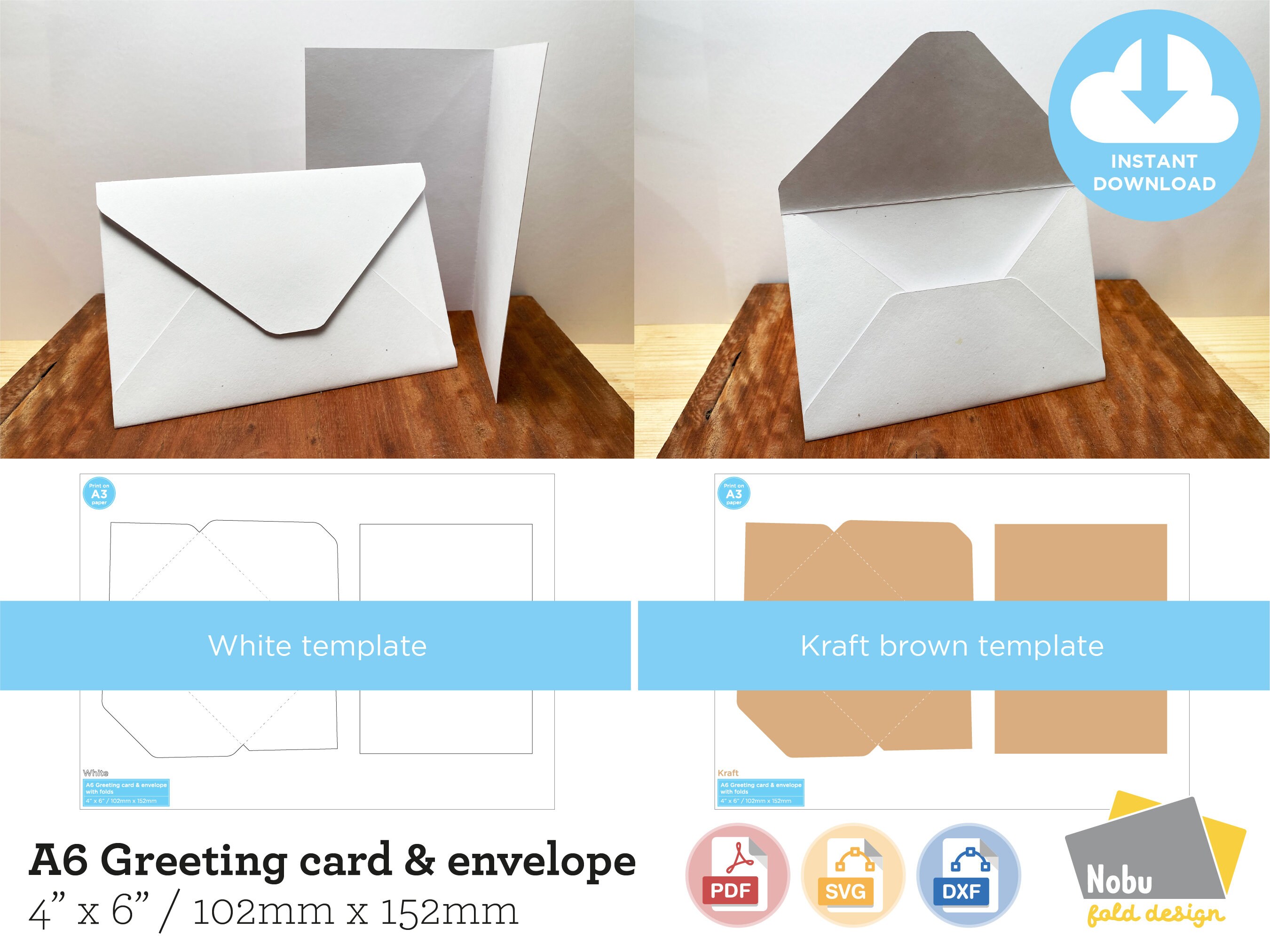 A6 Greeting Card & Envelope Template / 4 x 6 / 102mm x 152mm | Etsy