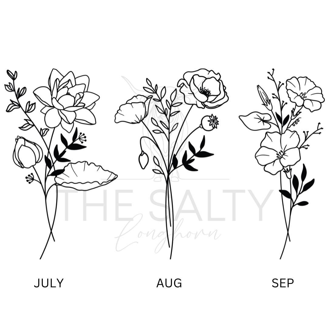 BIRTH MONTH FLOWERS Svg Png, Birth Month Flower Bouquet's Svg, Birth ...