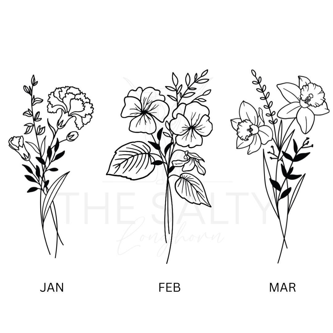 BIRTH MONTH FLOWERS Svg Png, Birth Month Flower Bouquet's Svg, Birth ...