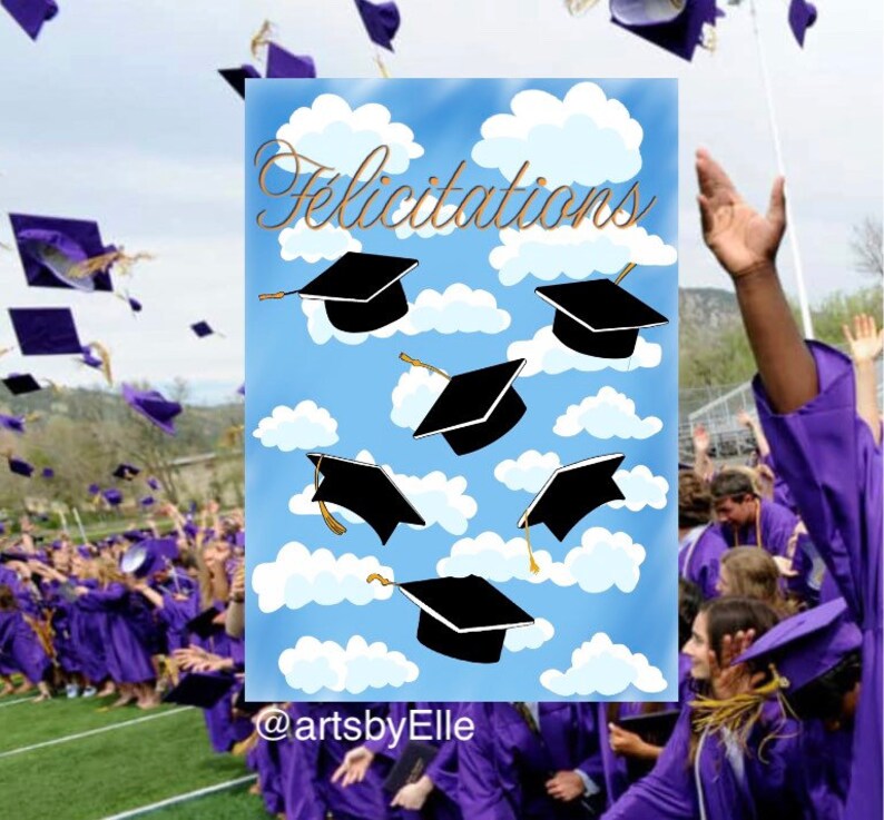 Félicitations Carte / graduation french/ English Blank | Etsy