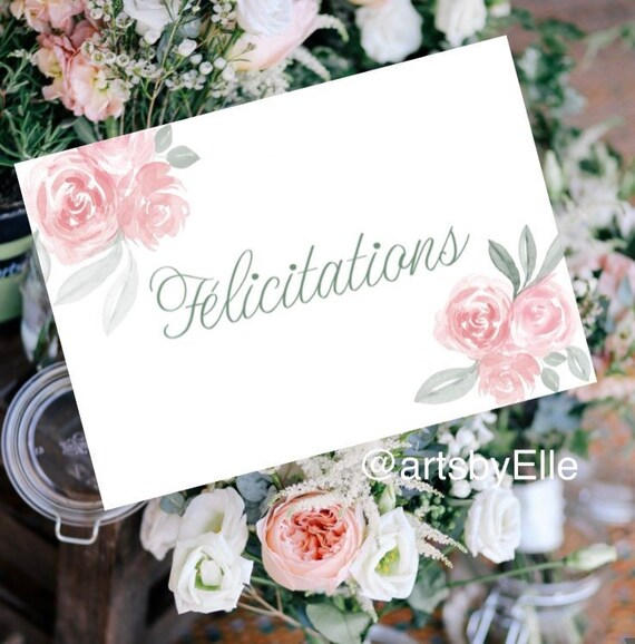 Félicitations Carte /fleurs Aquarelle congratulation french - Etsy