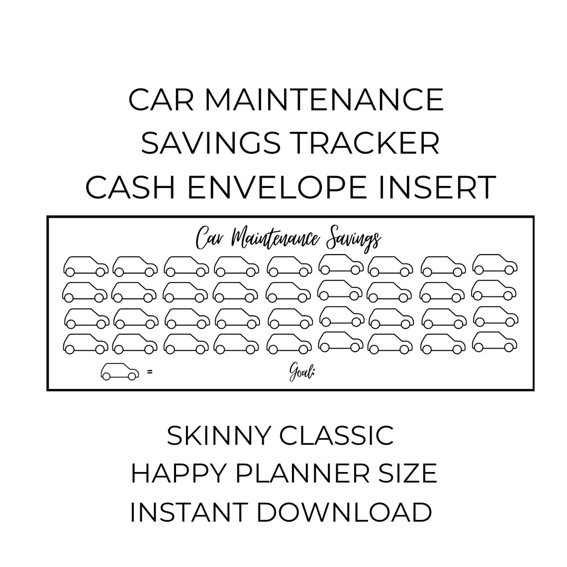 Car Maintenance Savings Cash Envelope Insert | Skinny HP Size - Etsy