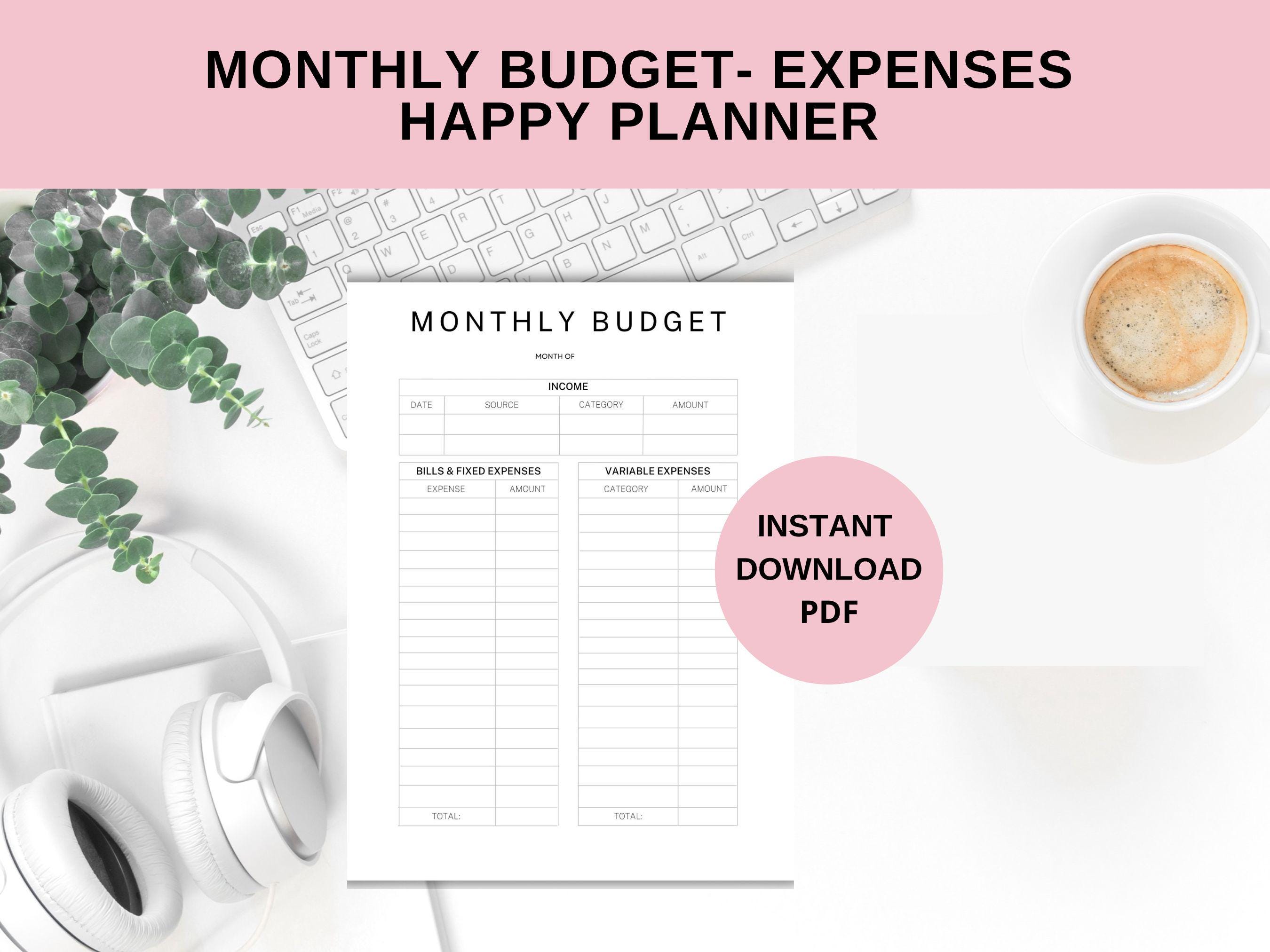 Monthly Budget Printable: Fixed and Variable Expenses - Etsy