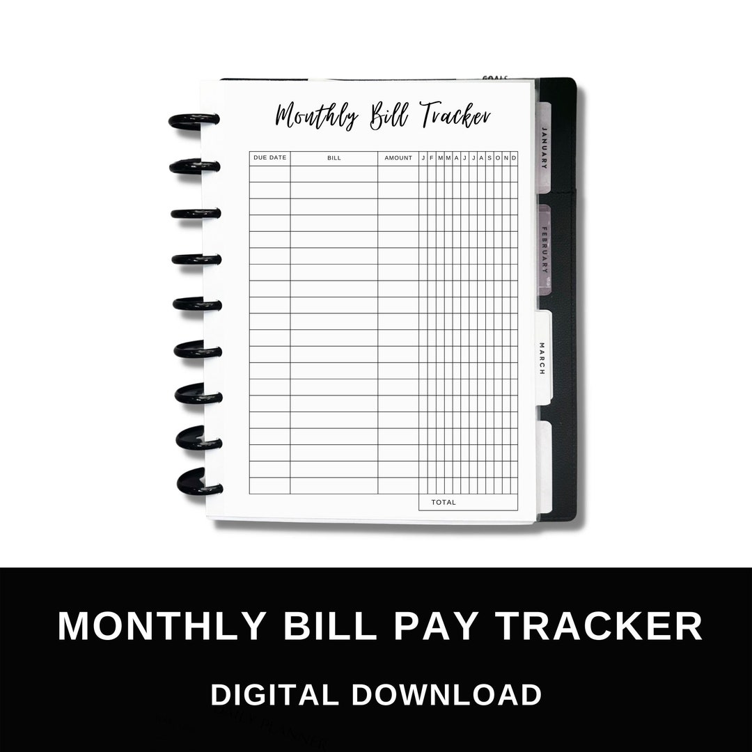 Monthly Bill Pay Tracker Printable - Etsy