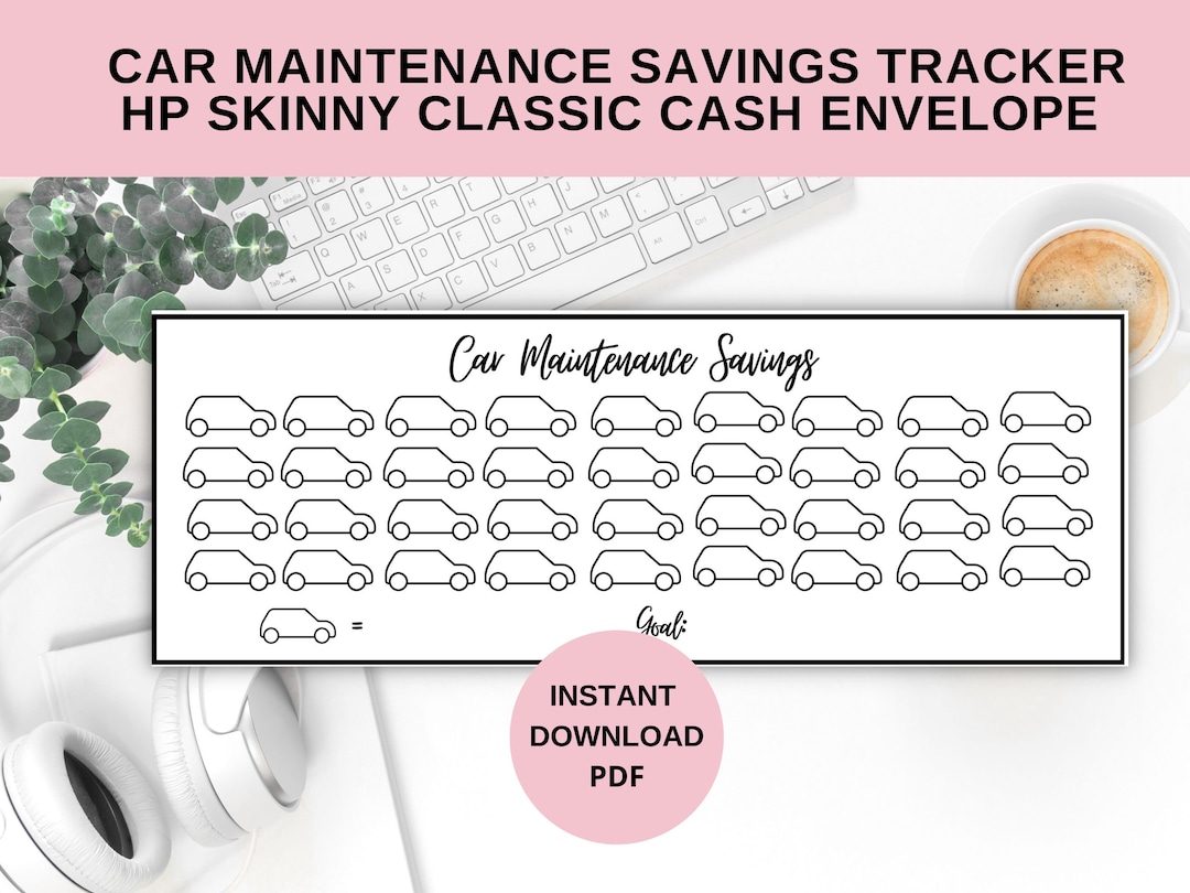 Car Maintenance Savings Cash Envelope Insert | Skinny HP Size - Etsy