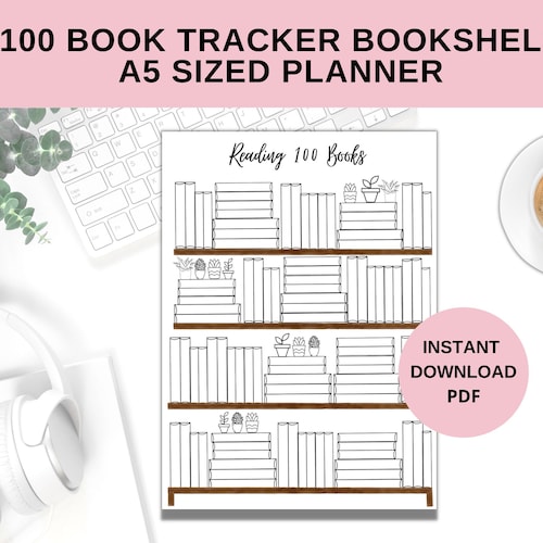 Printable Book Shelf for A5 100 Books - Etsy