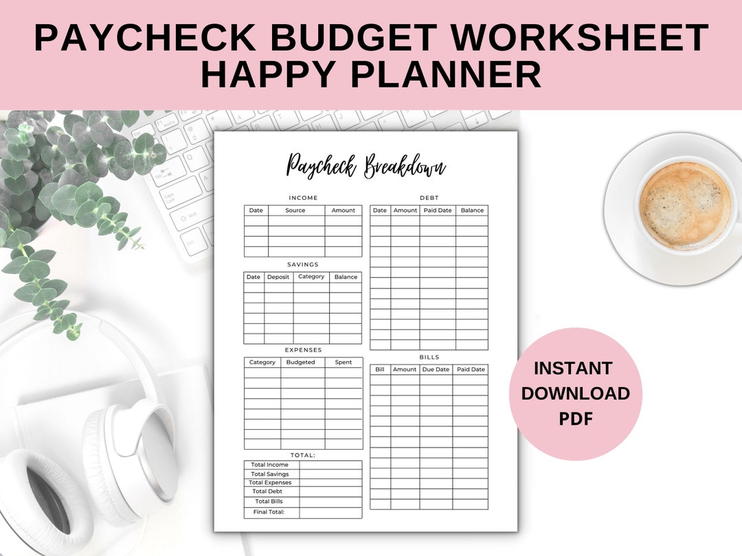 Paycheck Budget Worksheet - Etsy