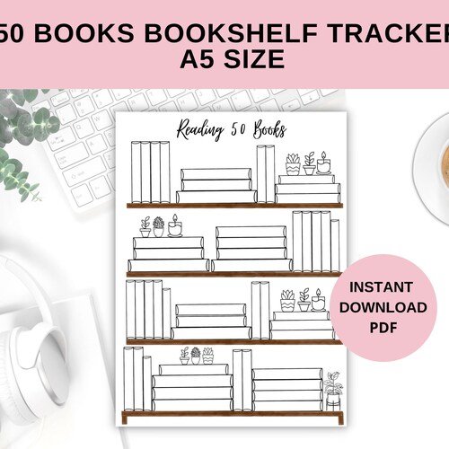 Printable Book Shelf for A5 100 Books - Etsy