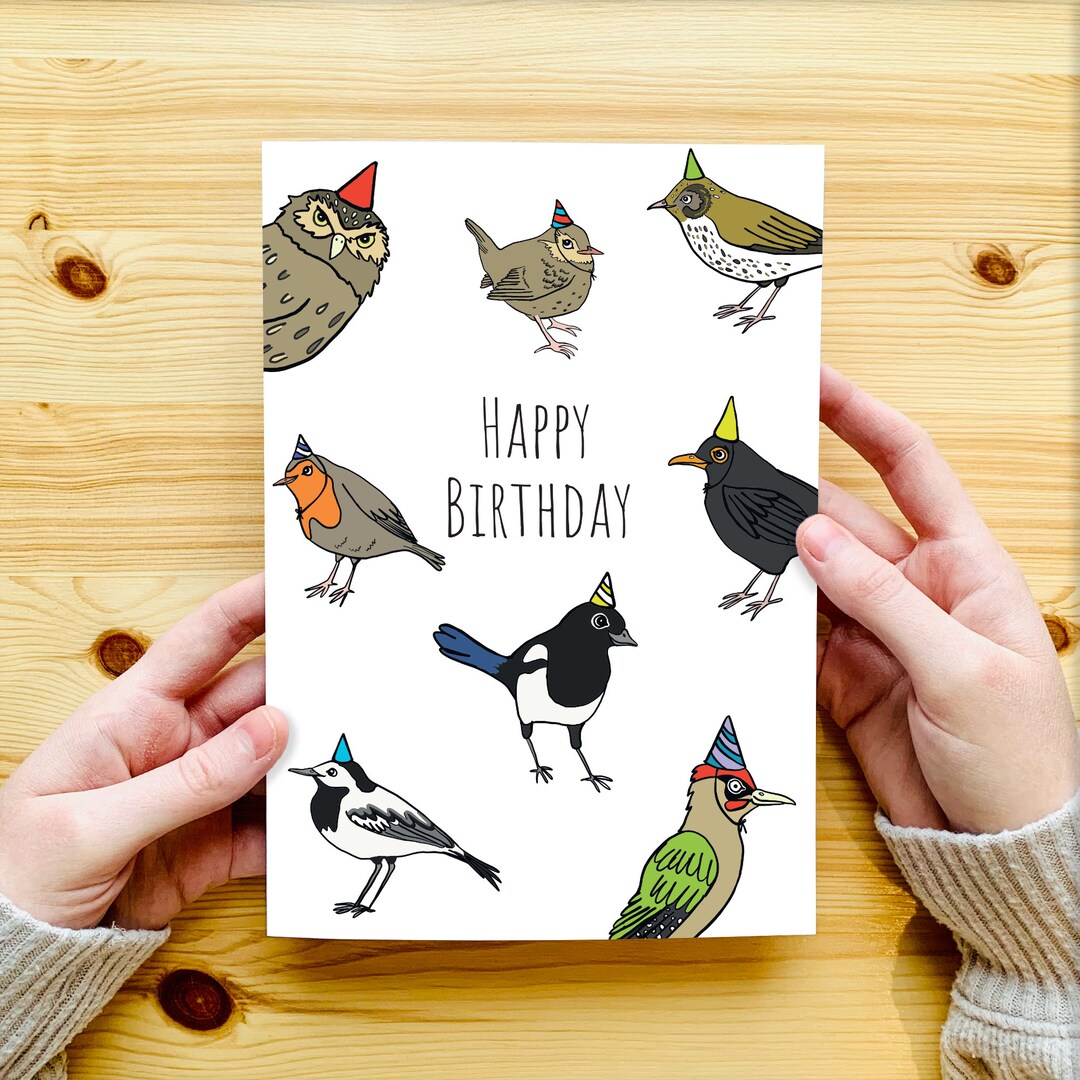 Garden Birds Birthday Card UK Happy Birthday British - Etsy UK
