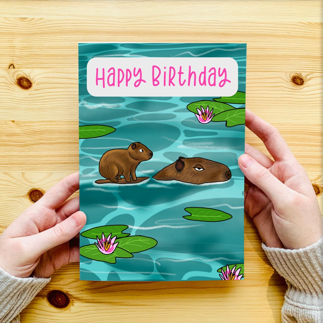 Capybara Birthday Card UK Happy Birthday Capybara Card Etsy Capybara Birthday Card UK Happy Birthday Capybara Card Etsy