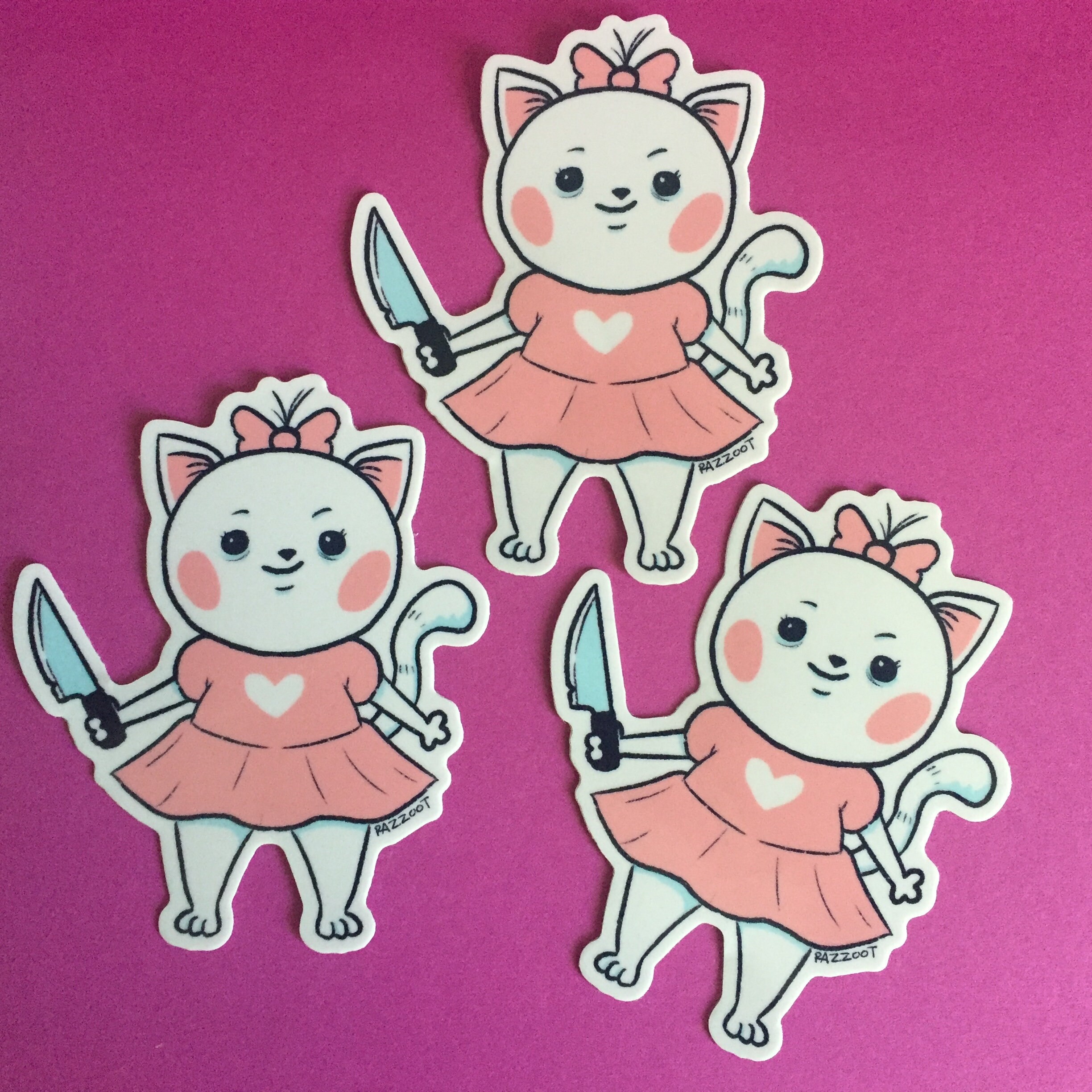 Knife Cat Vinyl Sticker - Etsy