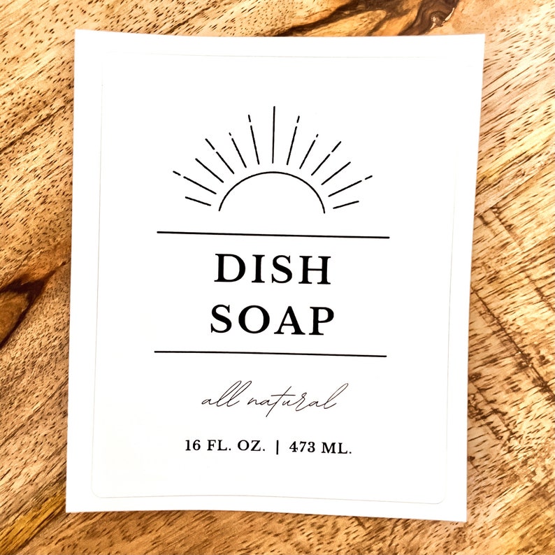 Dish Soap Label, Waterproof Vinyl for 16 Oz Spray Bottle, Minimalist ...