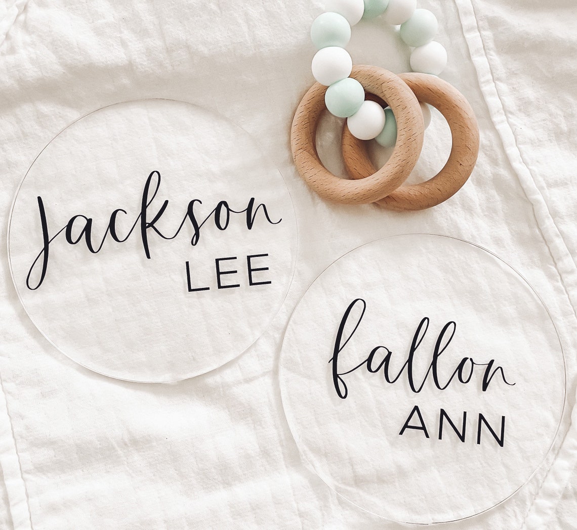 Baby Name Announcement Sign Acrylic Baby Name Disc Newborn Photo Prop ...