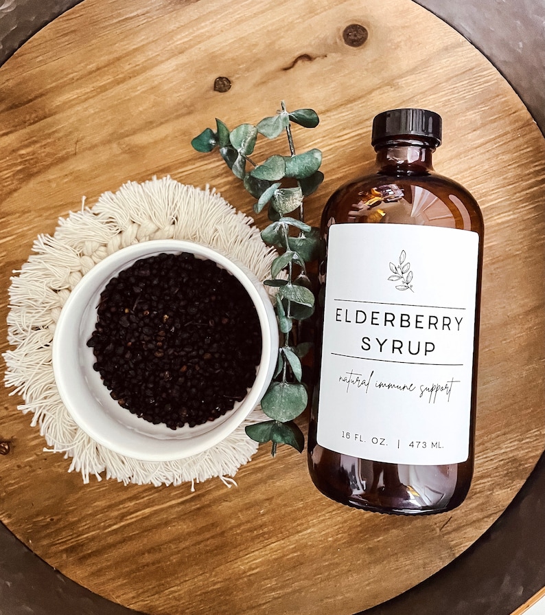 Elderberry Syrup Label | for 16 Oz Bottle | Holistic Home Labels - Etsy