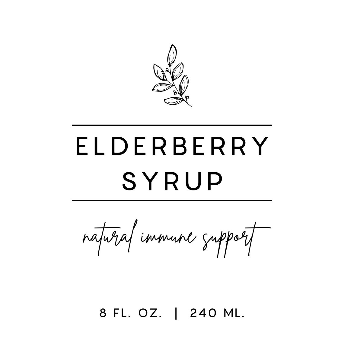 Elderberry Syrup Label For 16 oz Bottle Holistic Home | Etsy