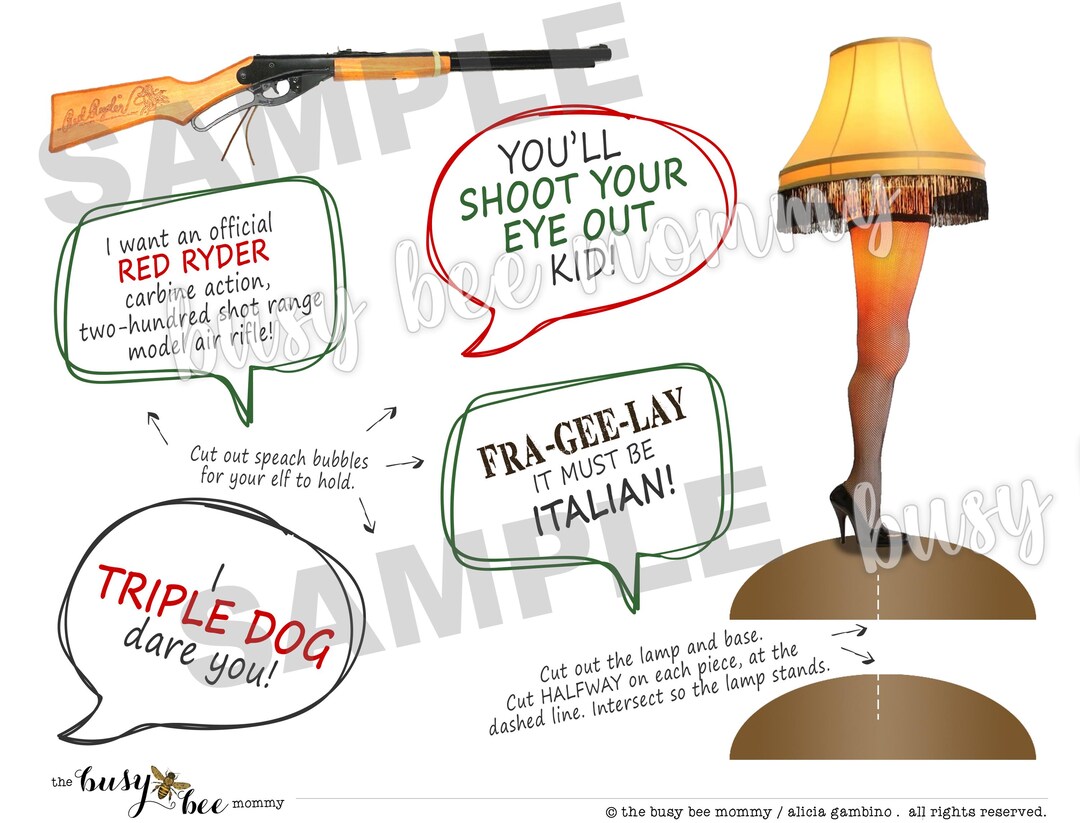 A Christmas Story Easy Elf Printable Instant Download Ralphie Elf Props ...