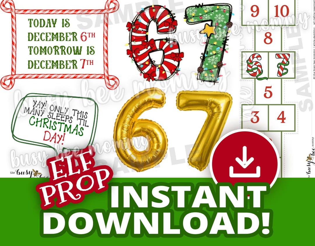 SIX SEVEN Elf Idea - 6 7 Printable Elf Props – Instant Download (PDF ...