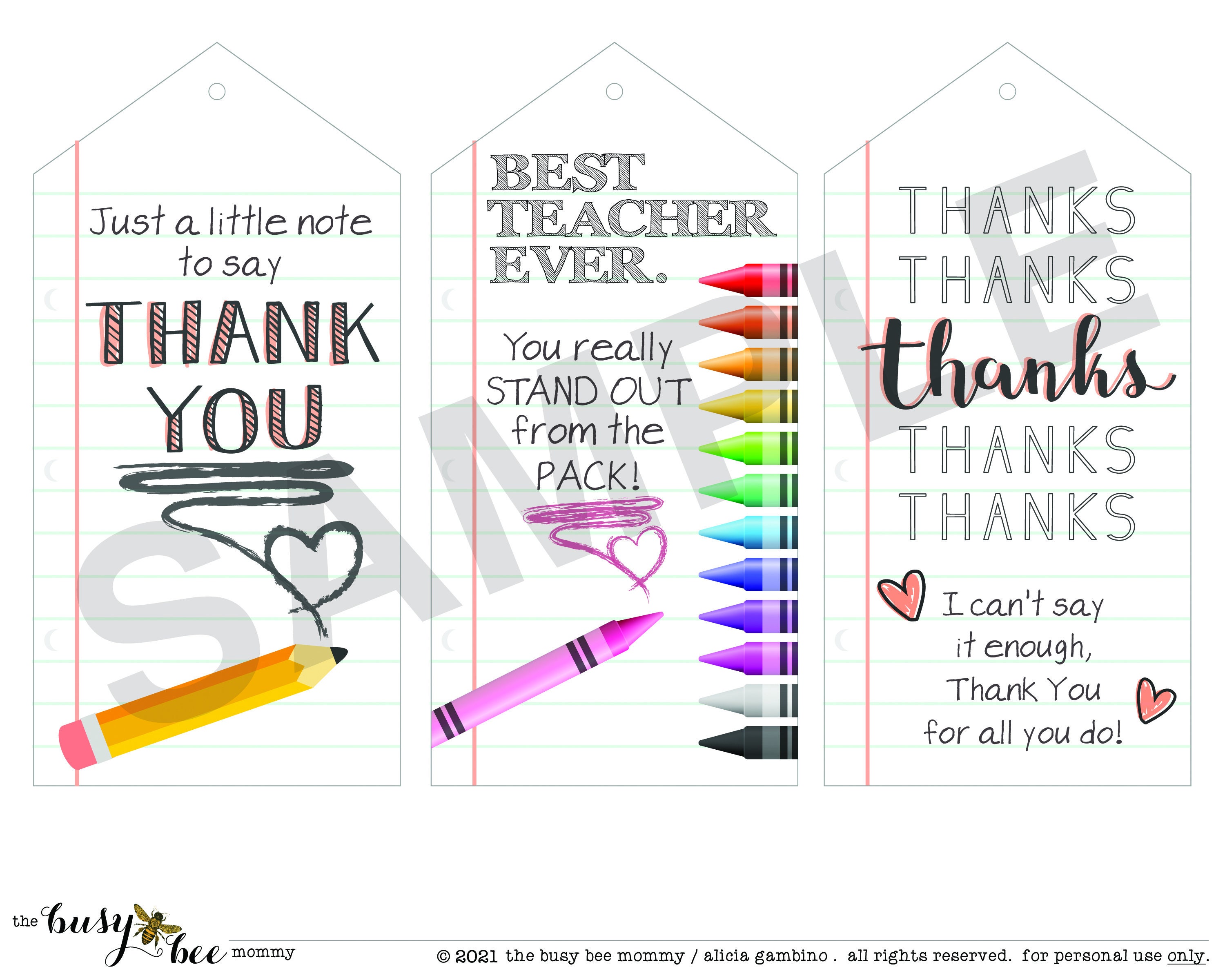 Teacher Gift Tags / Book Marks Easy DIY Printable Teacher - Etsy