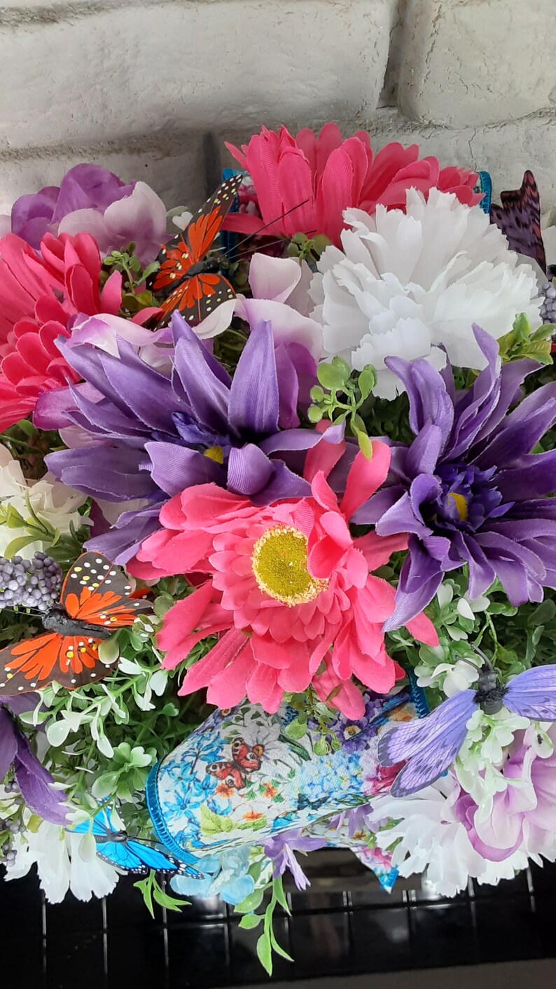 Butterfly Floral Centerpiece: Bright Faux Flower Arrangement - Etsy