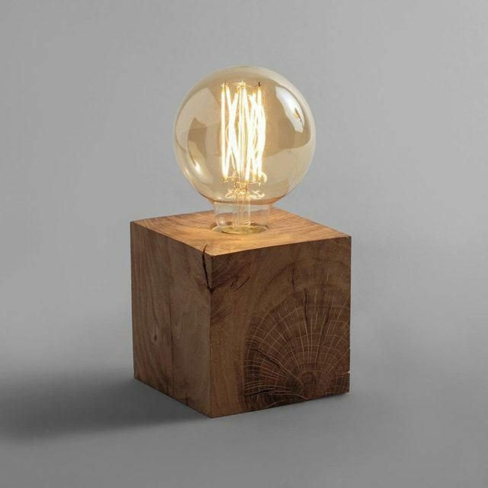 Huma Design Rustic Wooden Cube Table Lamp Lampshade | Etsy