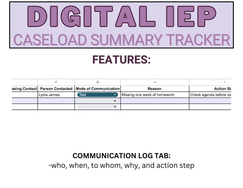 Special Education Digital IEP Caseload Summary Tracker: Grades Prek-12 ...
