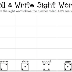 Roll and Write Sight Words - Etsy
