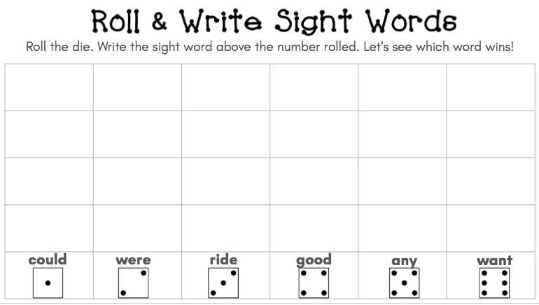 Roll and Write Sight Words - Etsy