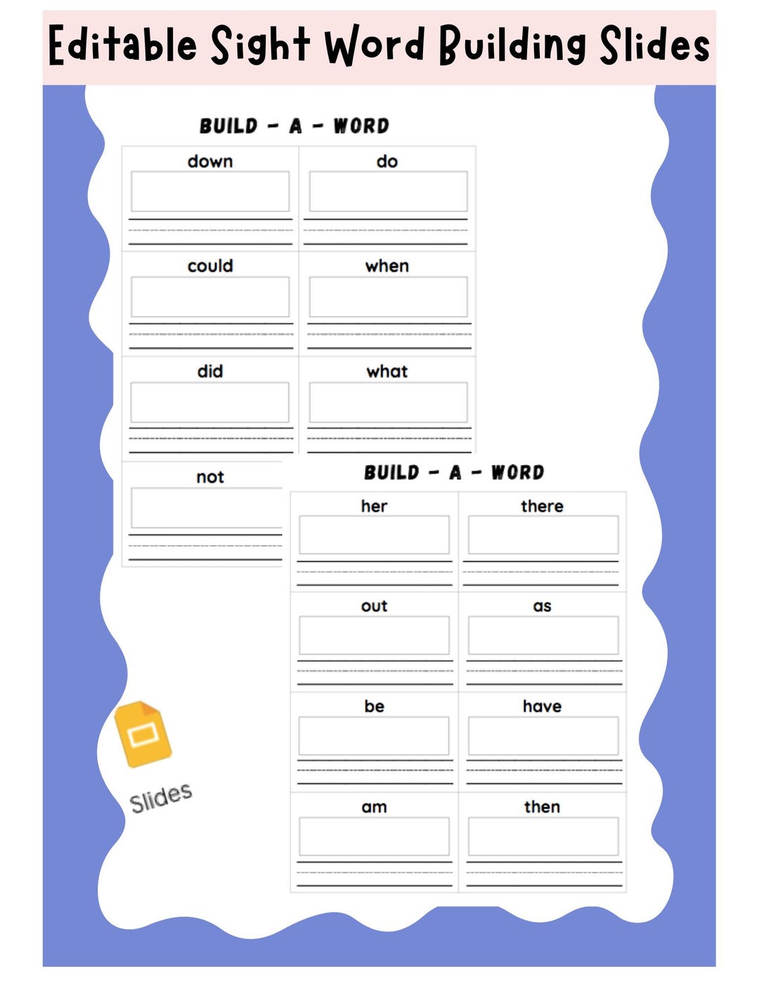 Build-a-word Sight Word Worksheet | Editable Slide Deck for Sight Word ...