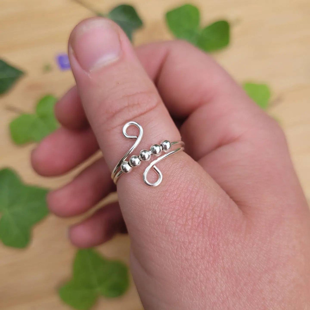 Wire Wrapped Silver Fidget Ring, Spinner Ring, Fidget Ring - Etsy