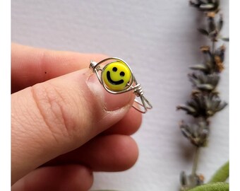 Smiley Face Ring Silver Wire Wrapped Smiley Face Ring - Etsy