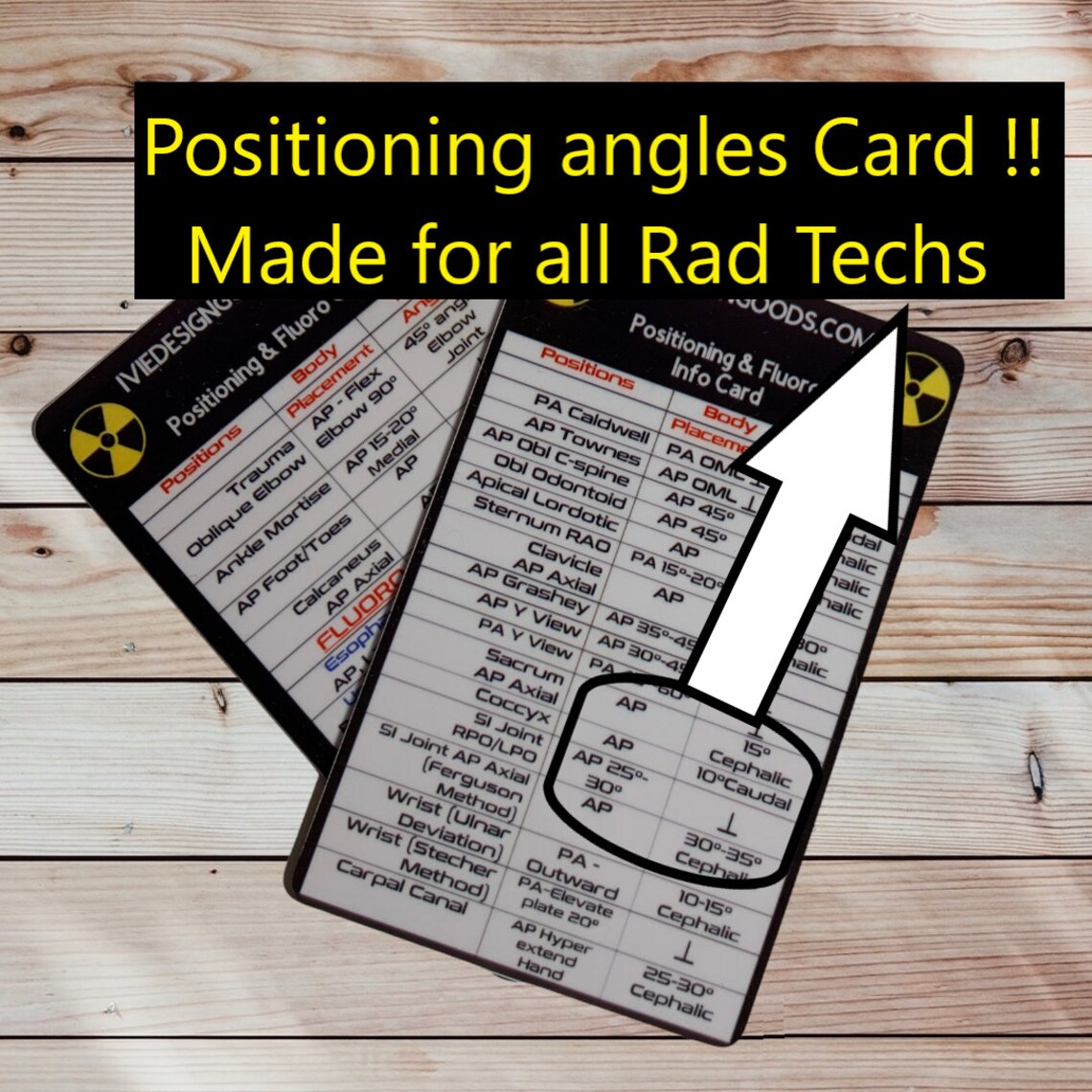 Xray Positioning Card and Fluoroscopy Exams List and Angulations ...
