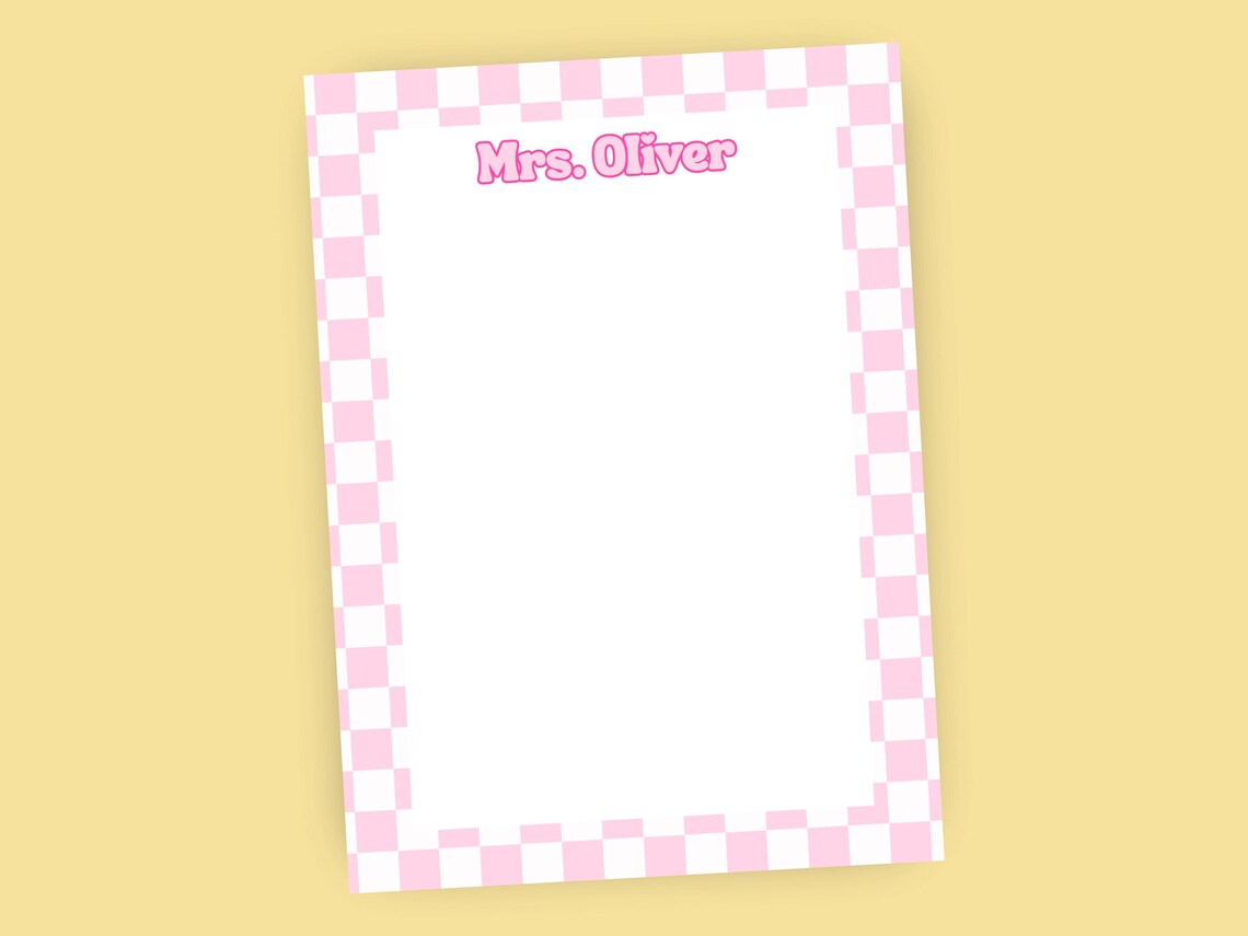 Check Teacher Notepad, Personalized Monogram Notepad - Custom ...