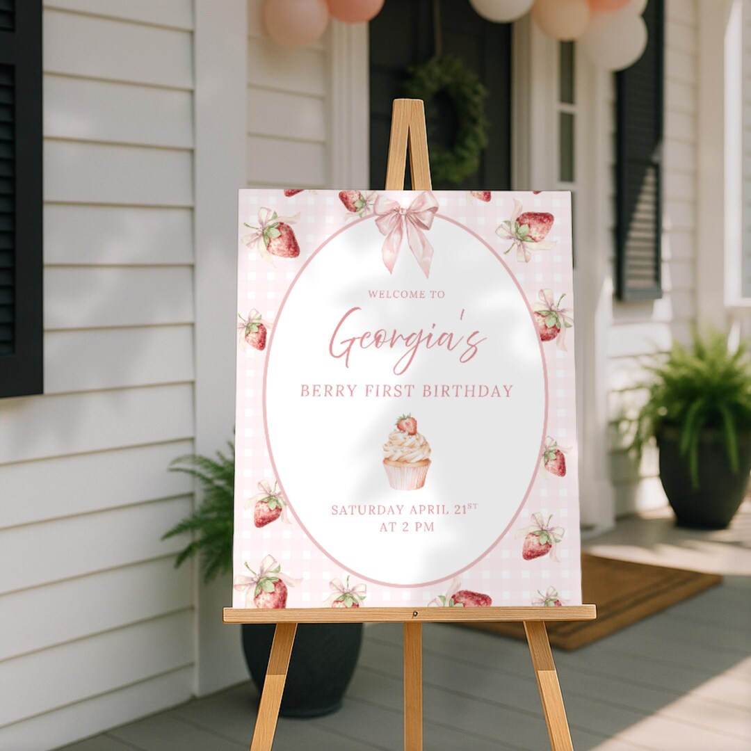 First Birthday Welcome Sign Berry First Birthday Theme Birthday Berry ...