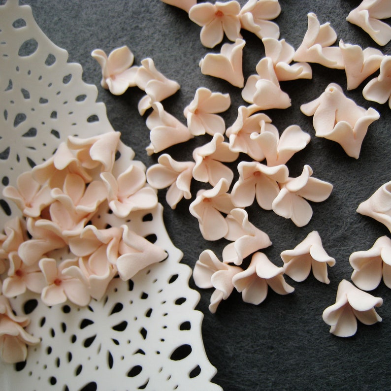Light Peach Polymer Clay Flowers Lilac Flowers Floral Beads Beading ...