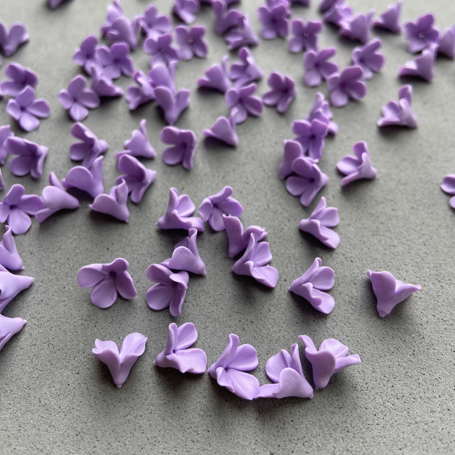 Lilac Flowers Floral Beads Light Pink Peach Polymer Clay Flowers ...