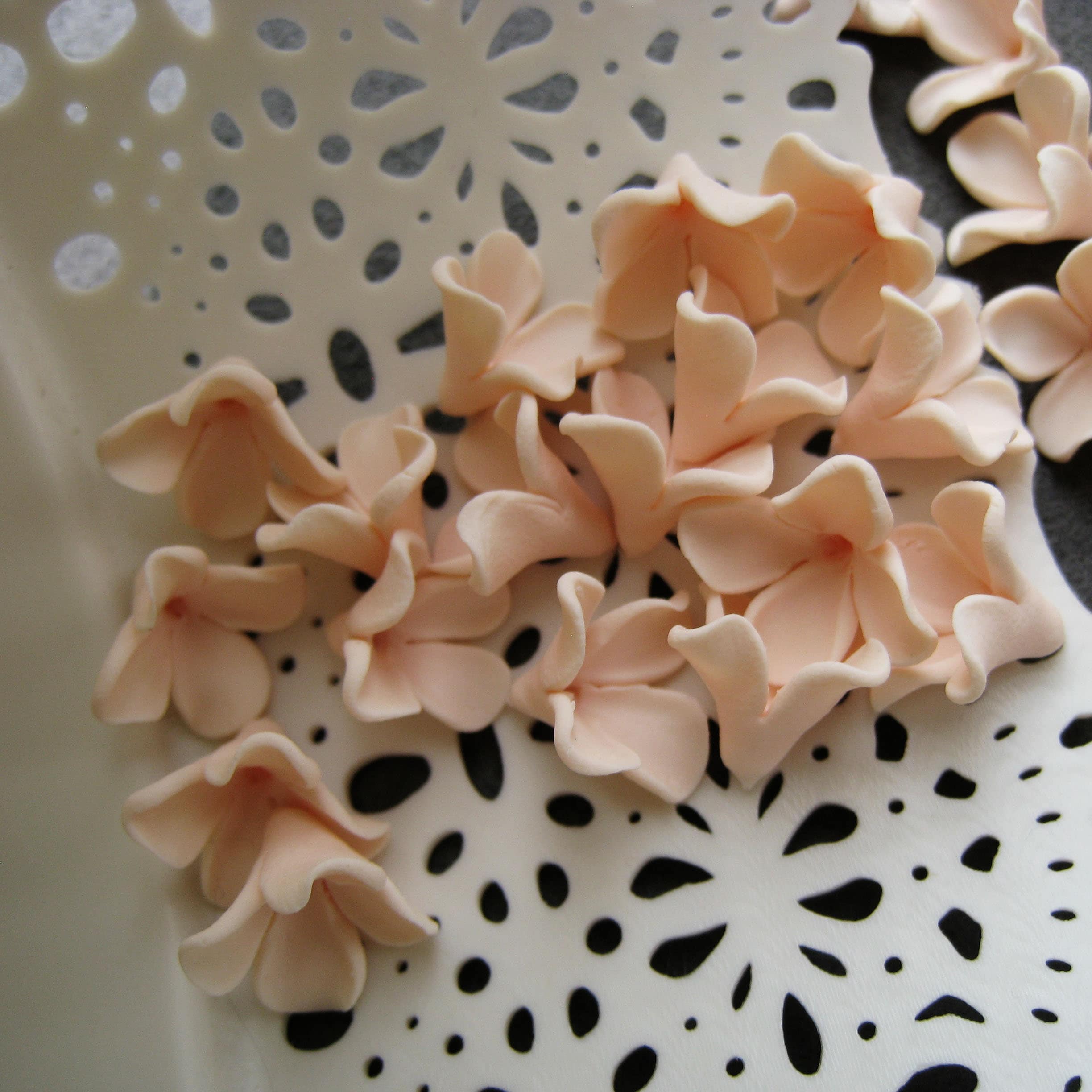 Light Peach Polymer Clay Flowers Lilac Flowers Floral Beads Beading ...