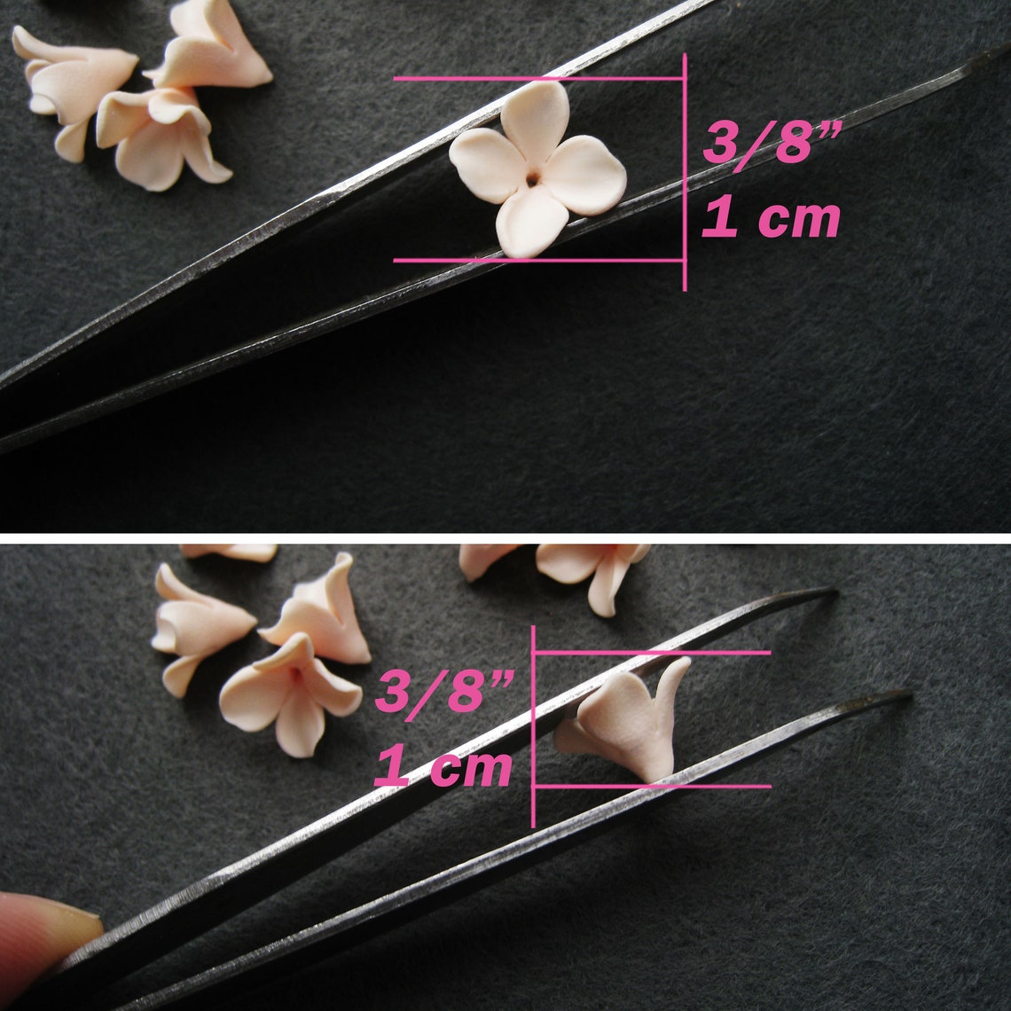 Light Peach Polymer Clay Flowers Lilac Flowers Floral Beads - Etsy