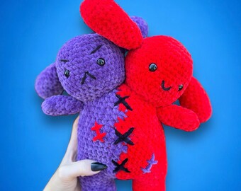 Crochet Pattern Two Headed Plushie, Bunny, Bear, Halloween, Kawaii ...