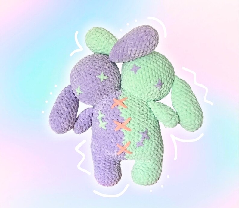 Two Headed Bunny Plushie Crochet Amigurumi - Etsy